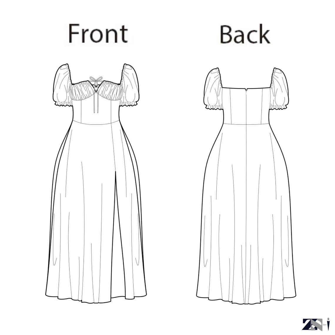Milkmaid Dress, Digital Sewing Pattern, Downloadable Pattern, Midi ...