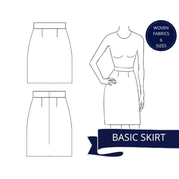 Basic Skirt Pattern PDF Skirt Sewing Pattern Downloadable | Etsy