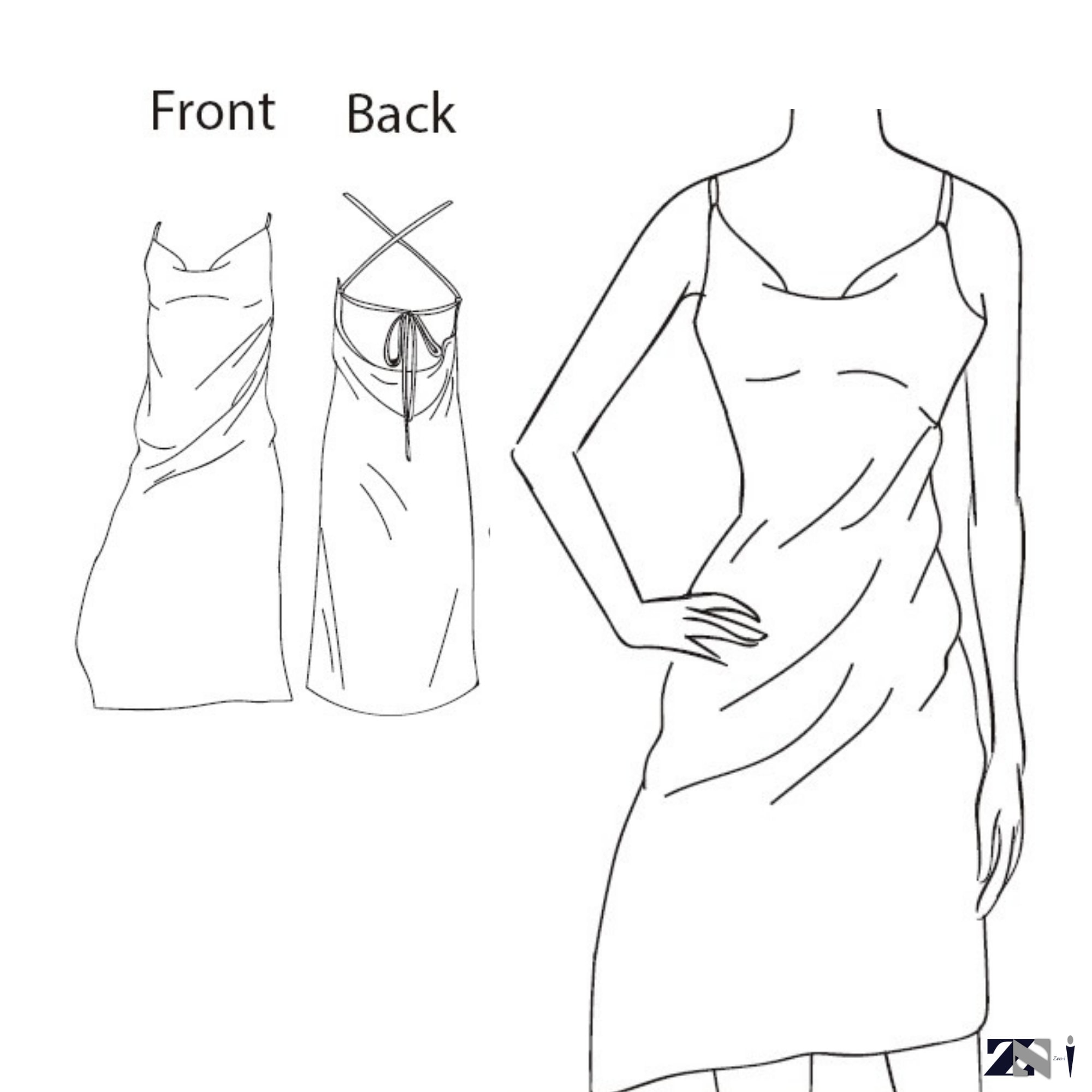 Slip Dress Sewing Pattern, Cowl Neck Dress, Open Back Dress, Digital ...