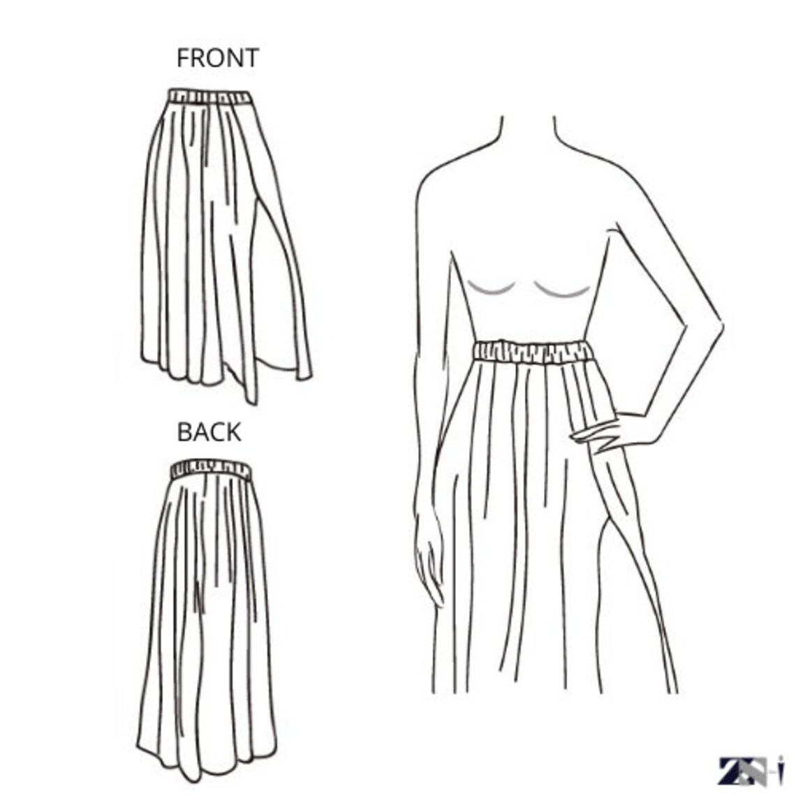 Split Skirt Midi Skirt Pattern Pdf Skirt Pattern Digital | Etsy