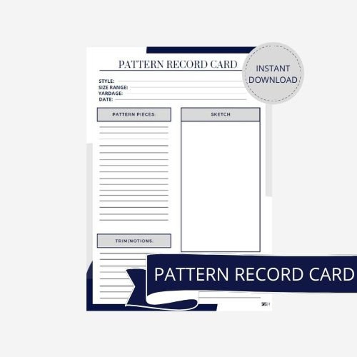 Pattern Record Card Instant Download PDF Printable Record - Etsy