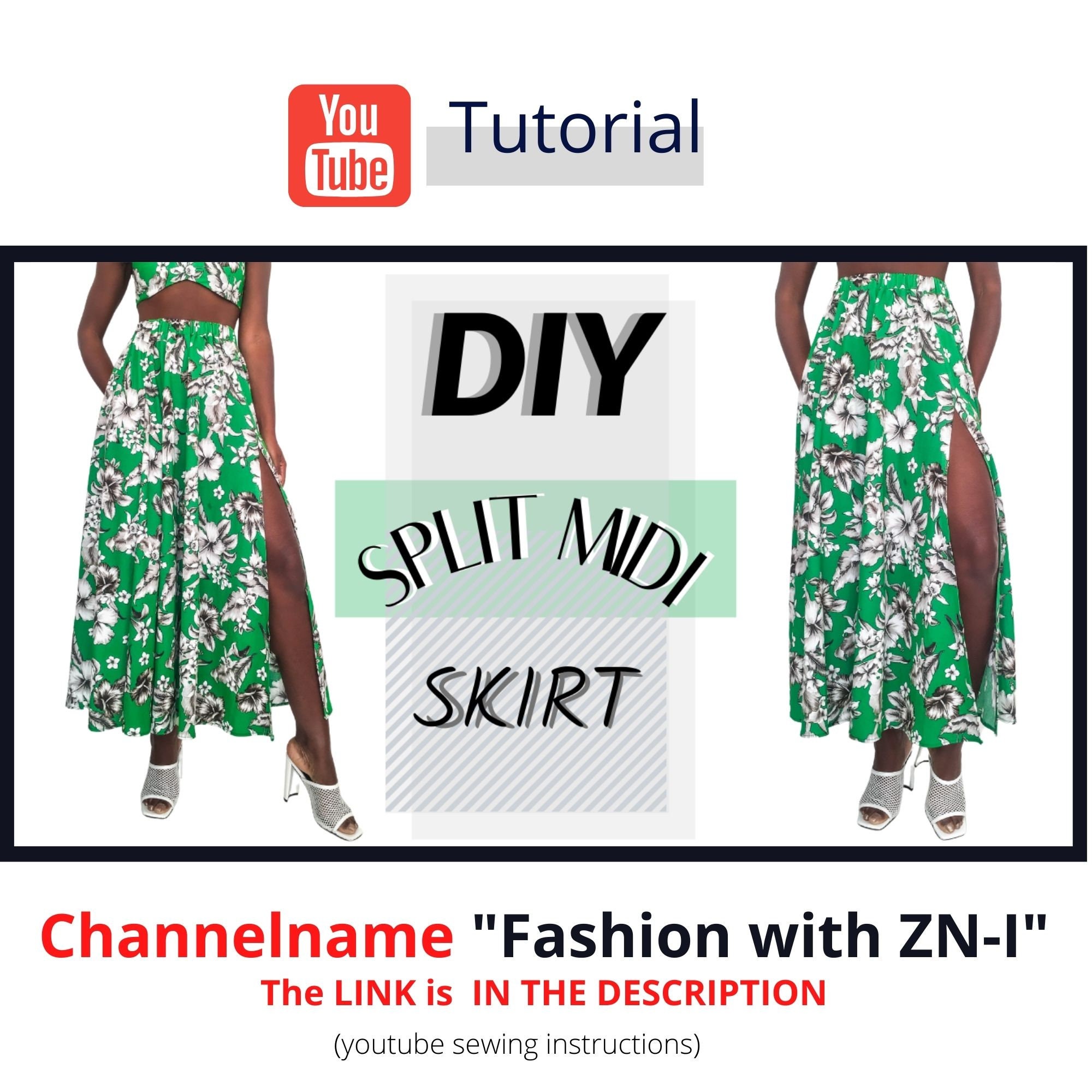 Crop Top and Split Skirt Set Digital Sewingpattern, Bralette Pattern ...