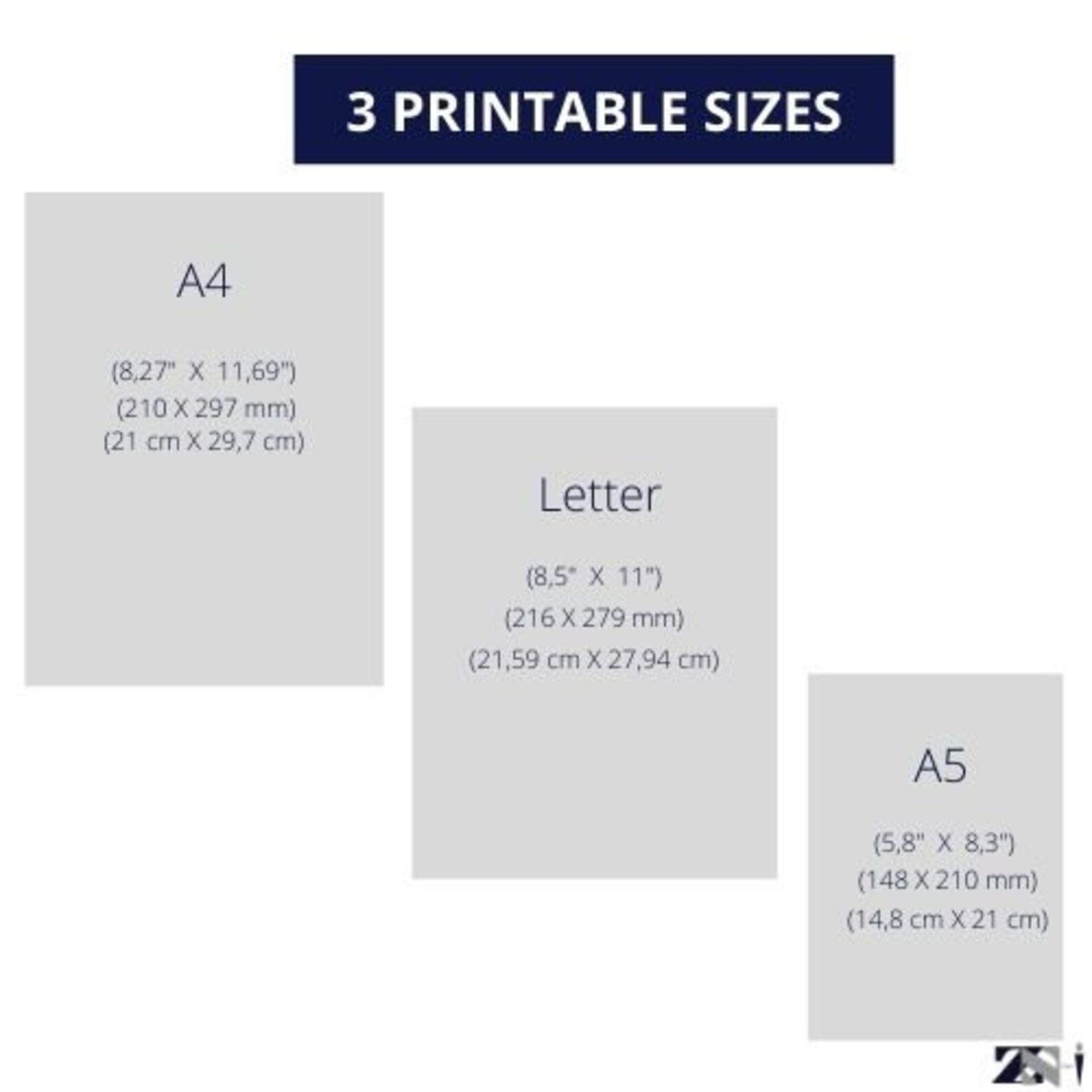 Size Chart, Instant Download, A5 A4 Letter Size, Measurements Chart - Etsy