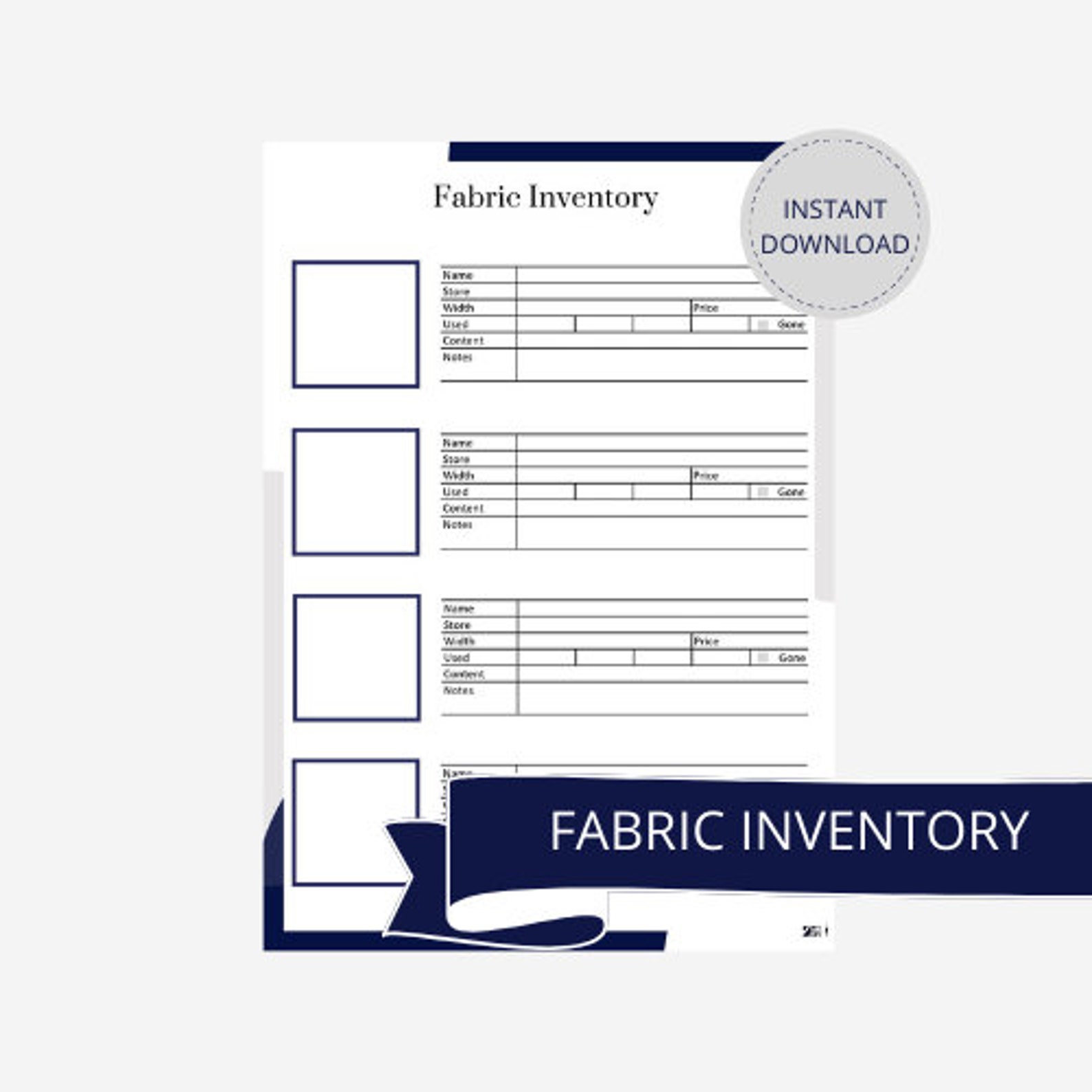 Fabric Inventory, Fabric Stash, Instant Download, PDF Printable Planner ...