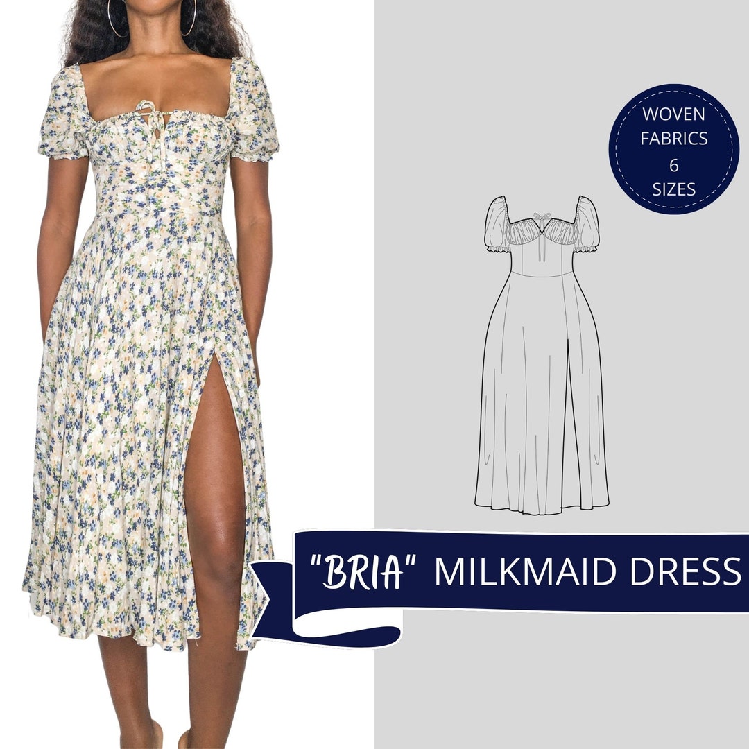 Milkmaid Dress, Digital Sewing Pattern, Downloadable Pattern, Midi ...