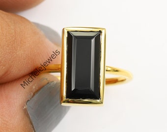 Long Rectangle Black Onyx Ring - Etsy