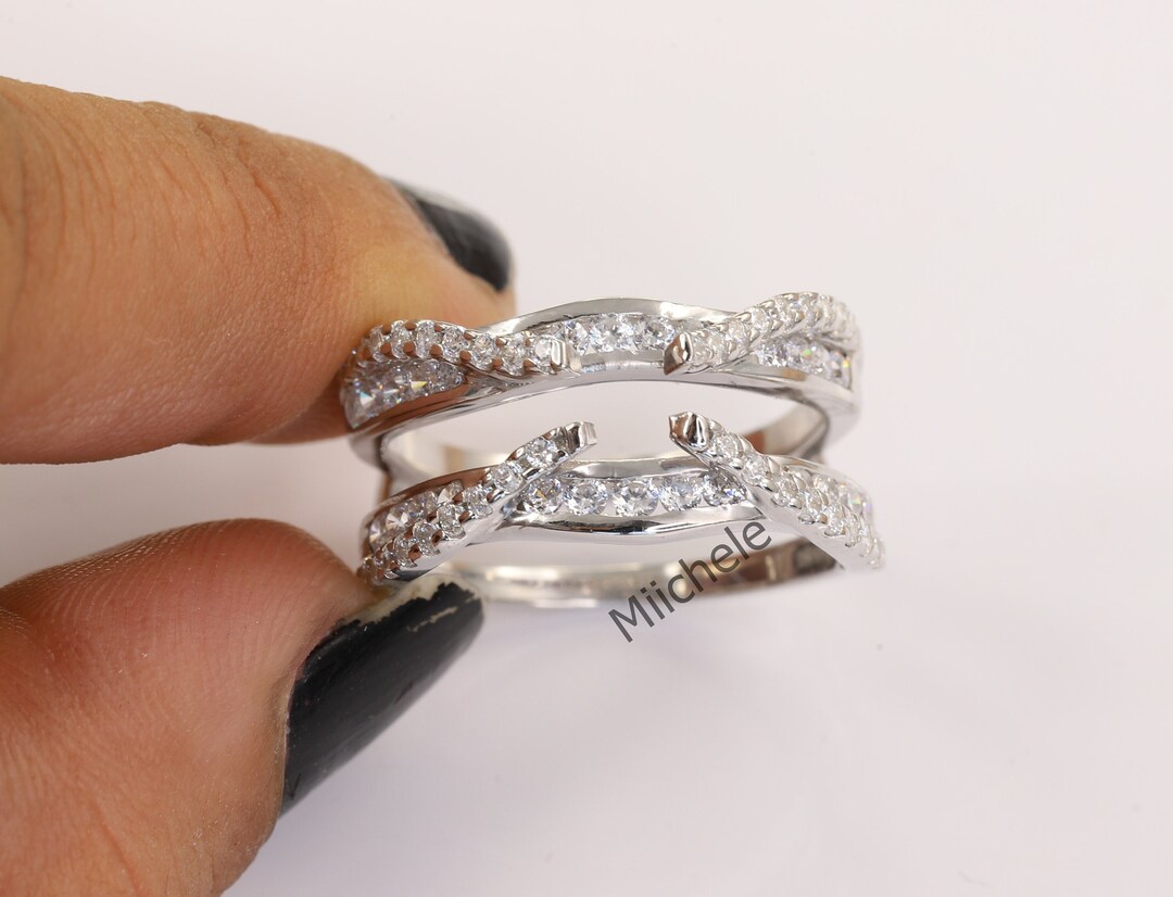 Wrap Guard Enhancer Round Moissanite Ring, 14K Gold Ring, Wrap Guard ...