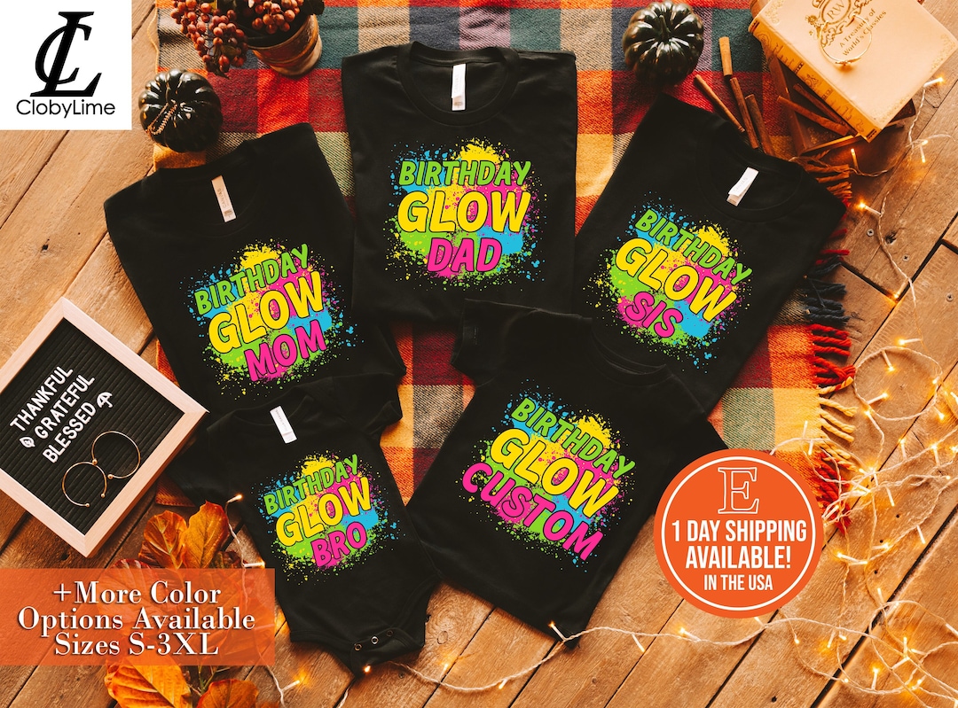 Glow Birthday Shirt, Glow Birthday Party Hoodie, Personalized Birthday ...