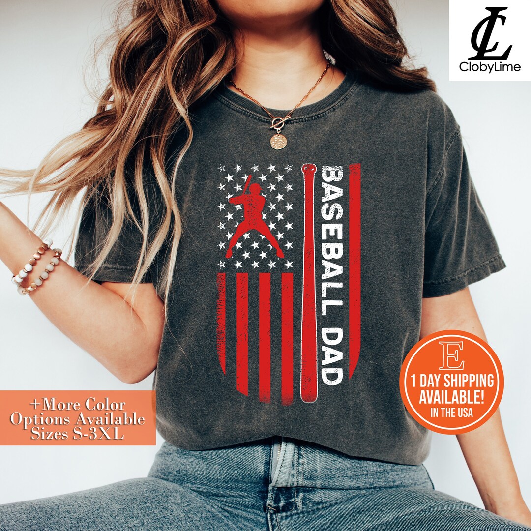 Baseball Dad Shirt, Dad USA Flag Shirt, Baseball Dad Tee, Fathers Day ...