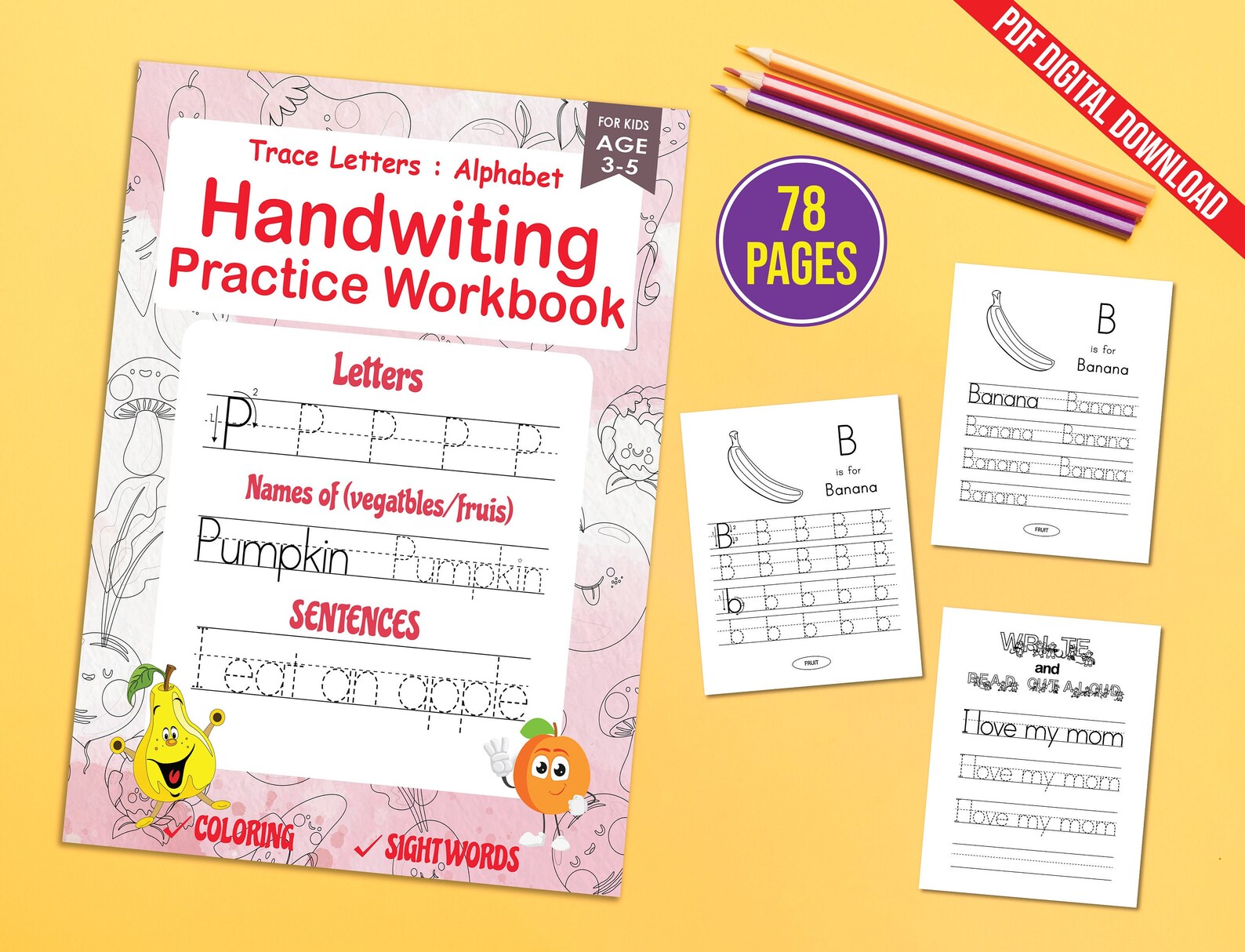Trace Letters : Alphabet Handwriting Practice Workbook for - Etsy