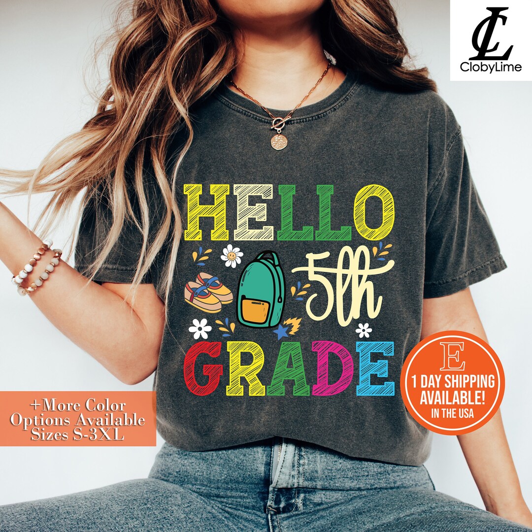 Hello 5th Grade Shirt, Back to 5th Grade Shirt, Fifth Grade Shirt, 5th ...