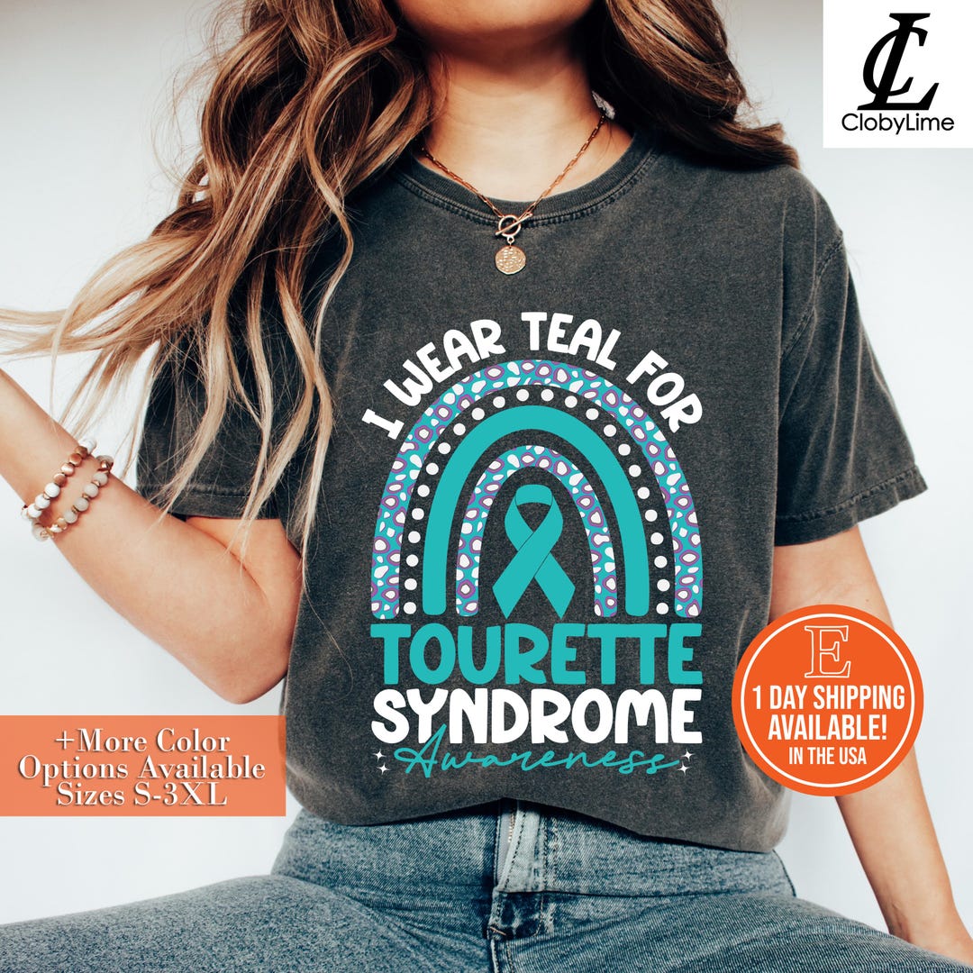 Teal Ribbon Tourette's Syndrome Awareness T-shirt, in May We Wear Teal ...