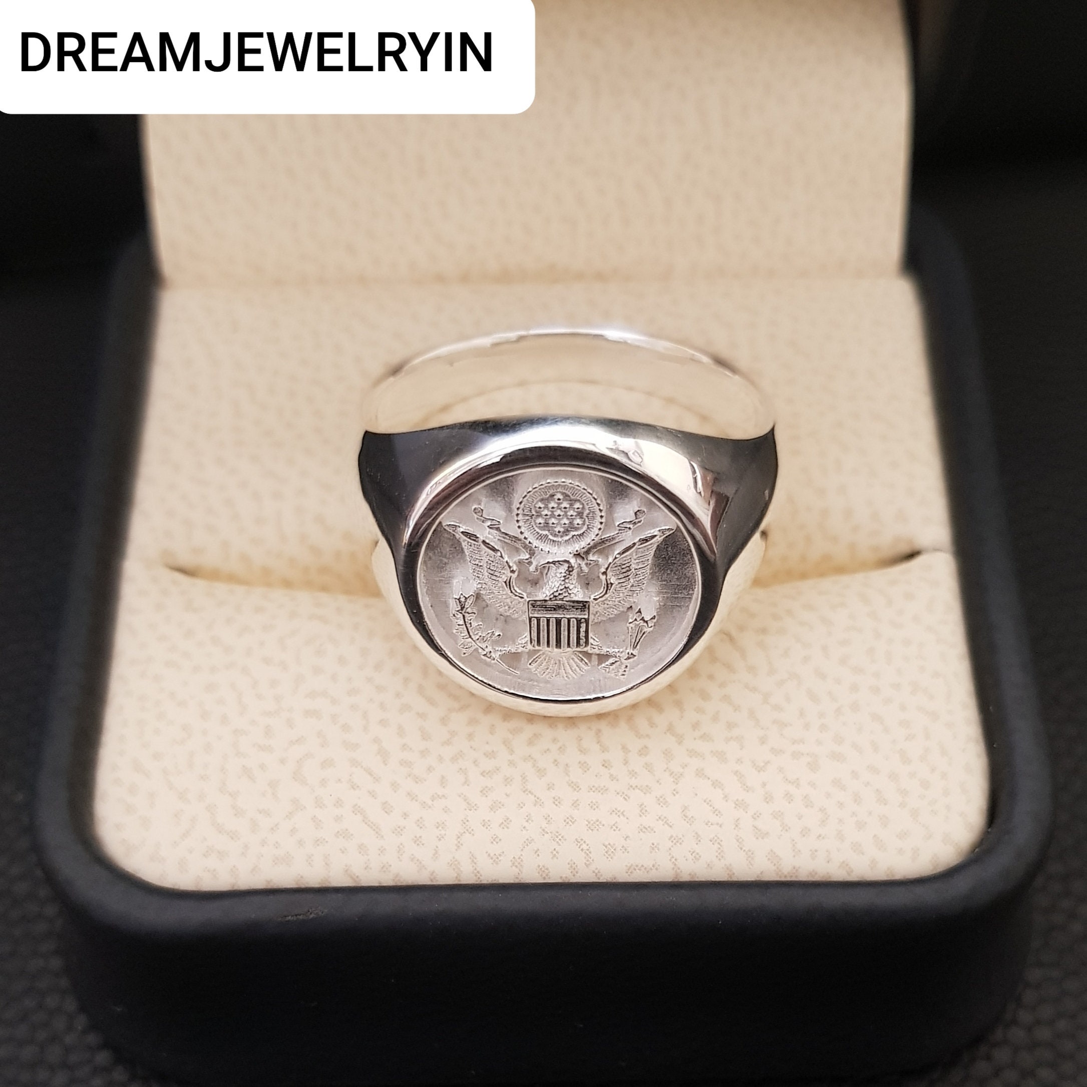Sterling Silver American Flag Signet Ring: Patriotic Jewelry - Etsy