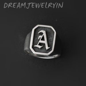 Letter Ring, Chunky Ring, Alphabet Ring, Personalized Letter Ring ...