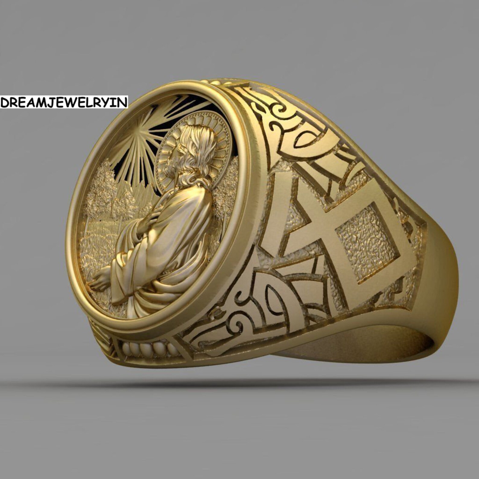 Sterling Silver Jesus Christ Cross Ring: Religious Jewelry Gift - Etsy