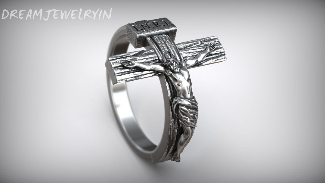 Jesus Christ Crucifix Cross Christian Ring, Jesus Christ Cross Wedding ...