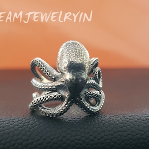 Handmade Sterling Silver Octopus Ring: Sea Animal Biker Jewelry - Etsy