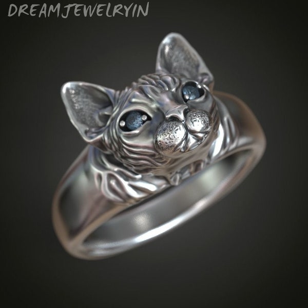 Cat Head Ring - Etsy
