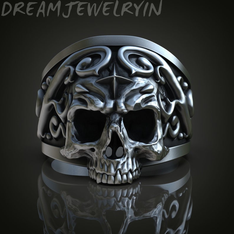 Ornate Half Skull Ring. Skull Ring Memento Mori Ring Half - Etsy