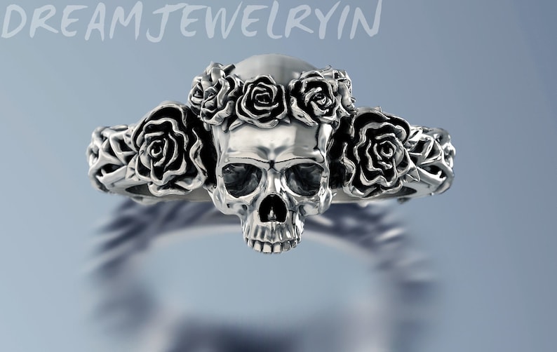 Rose Skull Ring Rose Ring Skull Ring Unique Skull Ring - Etsy
