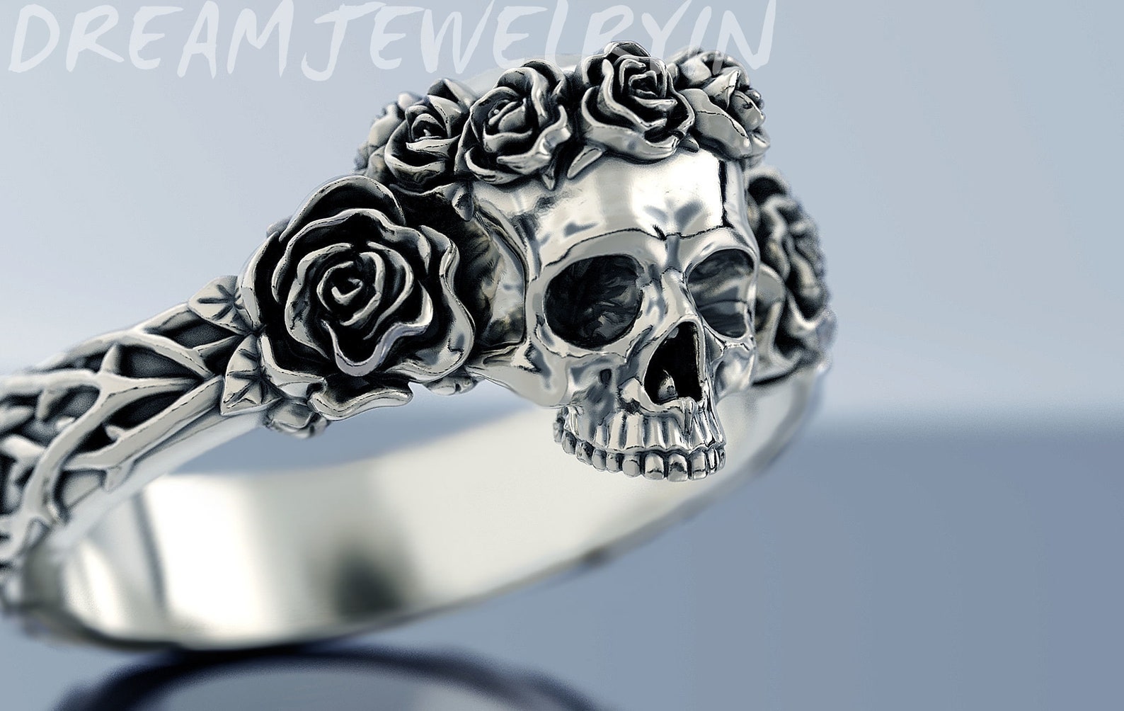 Rose Skull Ring Rose Ring Skull Ring Unique Skull Ring - Etsy