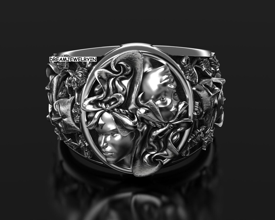 925 Sterling Silver Melpomene and Thalia Ring for Men and - Etsy