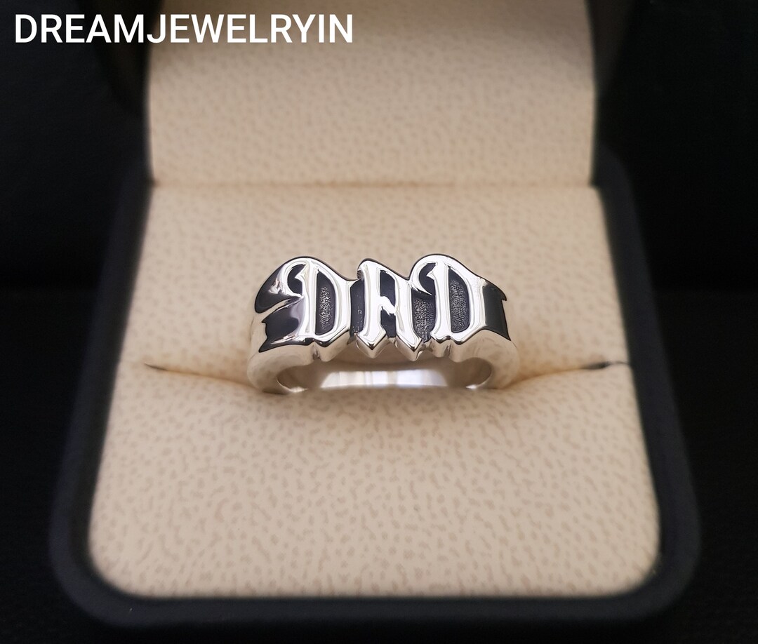 Sterling Silver 'dad' Ring: Heavy Curb Style, Gift for Father - Etsy