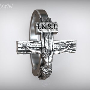 Jesus Christ Crucifix Cross Christian Ring, Jesus Christ Cross Wedding ...