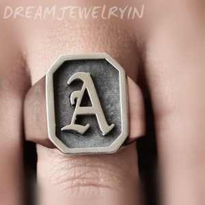 Letter Ring, Chunky Ring, Alphabet Ring, Personalized Letter Ring ...