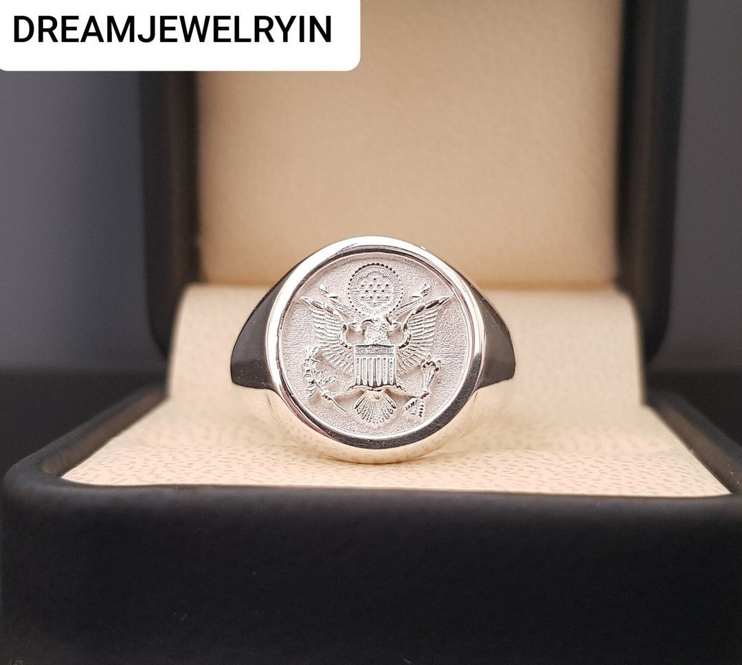 American Flag Ring, Silver Signet Man Rings, Ring for Patriots, Gift ...