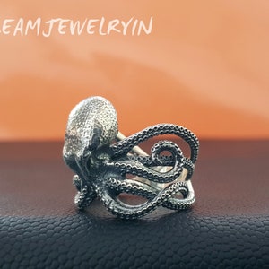 Handmade Sterling Silver Octopus Ring: Sea Animal Biker Jewelry - Etsy