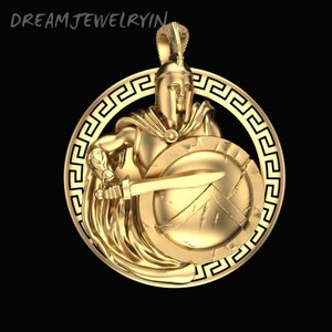 24kt Gold Over Spartan Pendant, Spartan Men Necklace, Spartan Helmet ...