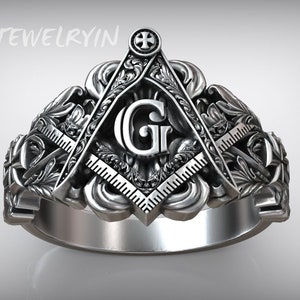 Freemason Masonic Ring, 925 Sterling Solid Ring, Masonic Order, Mason ...