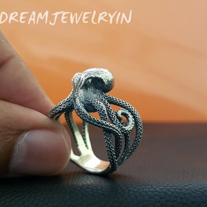 Handmade Sterling Silver Octopus Ring: Sea Animal Biker Jewelry - Etsy