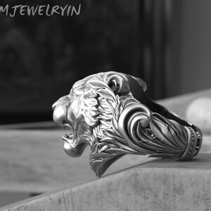 Tiger Ring, Sterling Silver Men's Tigers Head Ring, Lion Ring, Unique ...