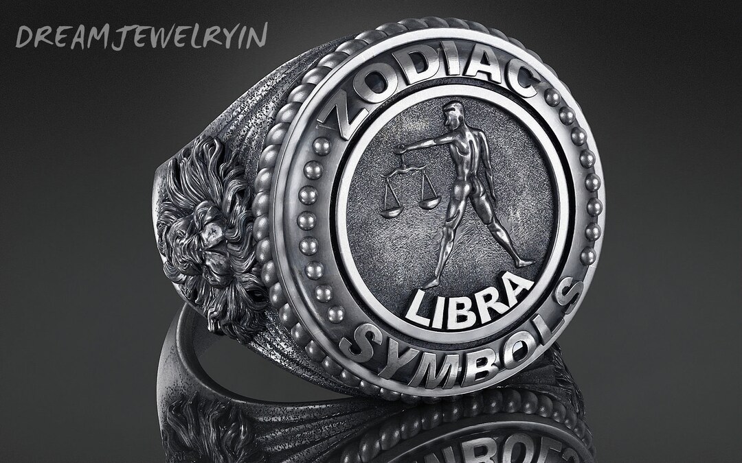 Libra Zodiac Sign Ring for Men and Women, Zodiac Lion Ring in Sterling ...