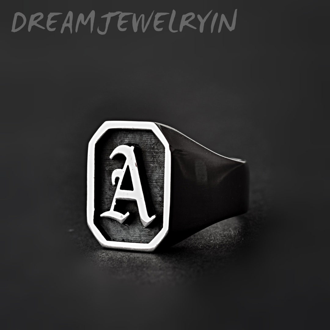 Letter Ring, Chunky Ring, Alphabet Ring, Personalized Letter Ring ...