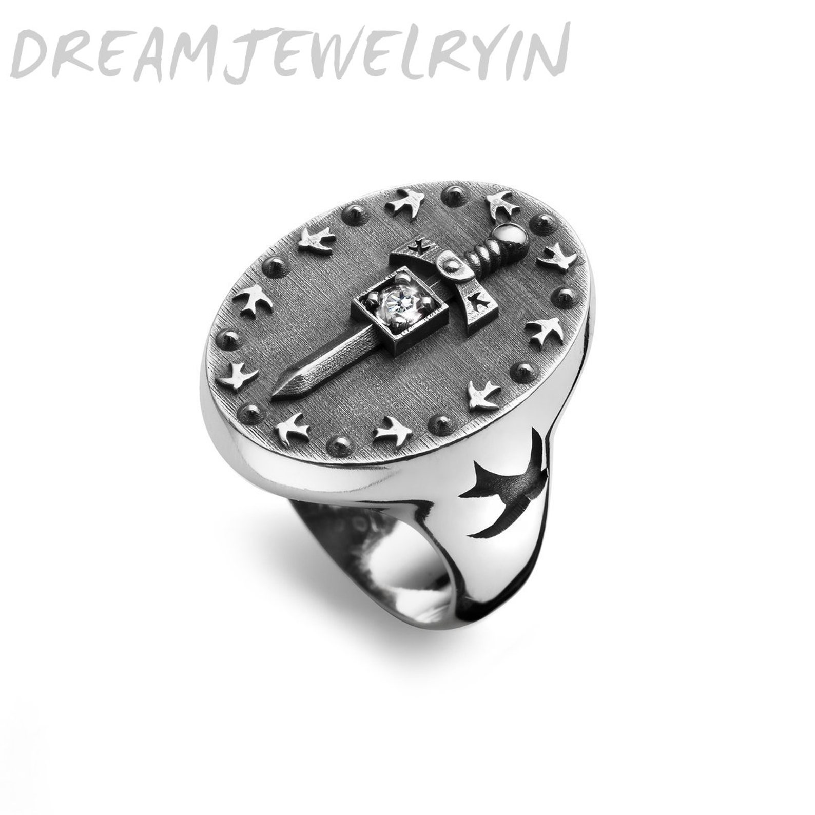 Sword Ring. Single Stone ring Sterling Silver Sword Ring For | Etsy