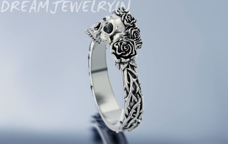 Rose Skull Ring Rose Ring Skull Ring Unique Skull Ring - Etsy