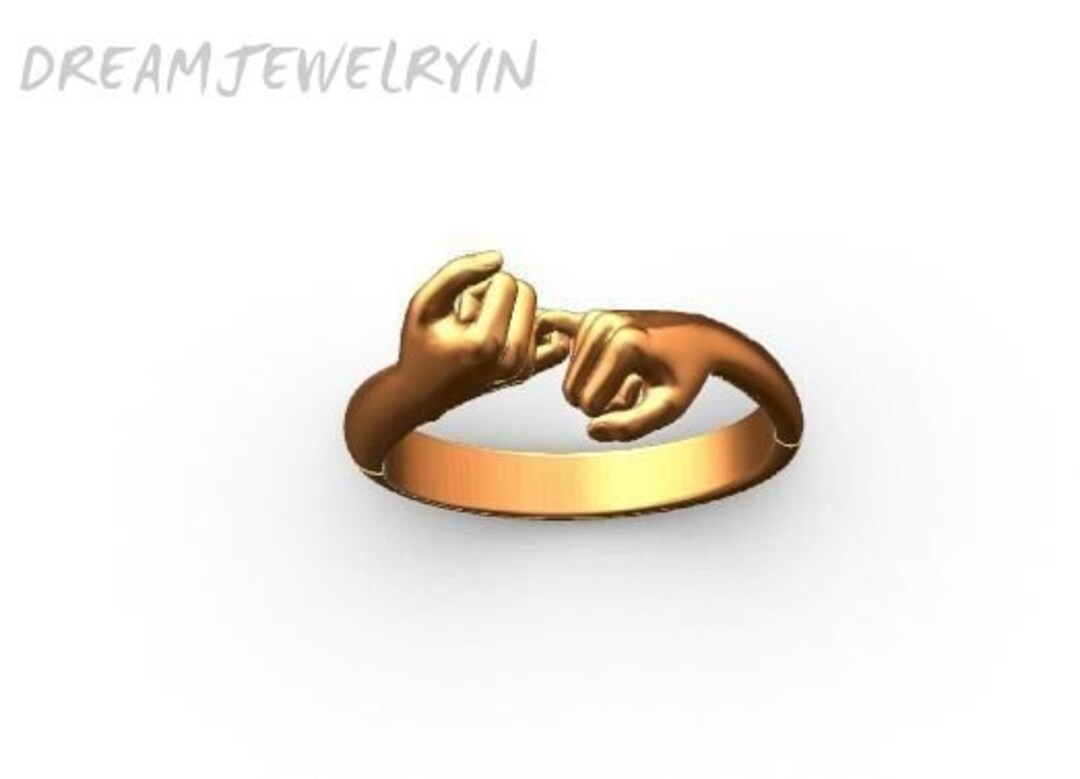 Silver Pinky Promise Ring, Hug Ring in Sterling Silver, Hands Ring ...