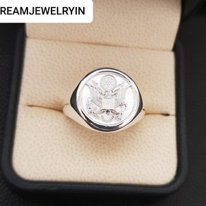 American Flag Ring, Silver Signet Man Rings, Ring for Patriots, Gift ...