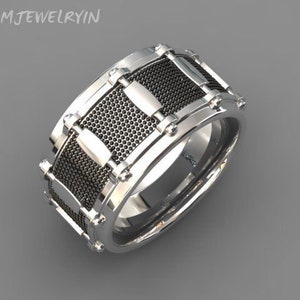 925 Starling Silver Handmade Snare Drum Ring, Solid Silver Ring, Music ...