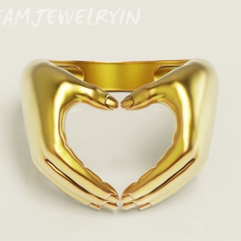 Heart Hands Ring - Etsy