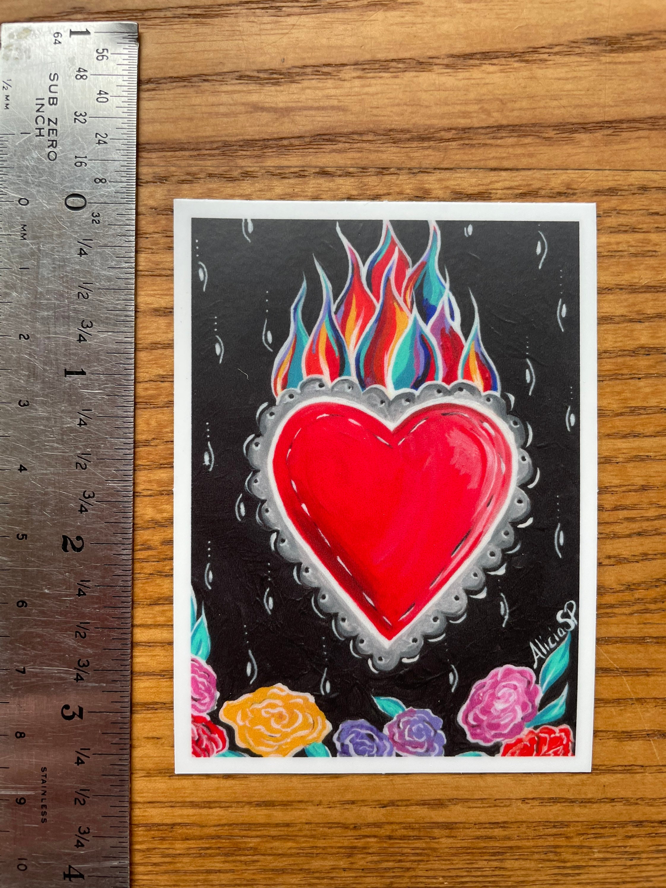 Vinyl Stickers Sacred Flaming Heart Collection - Etsy