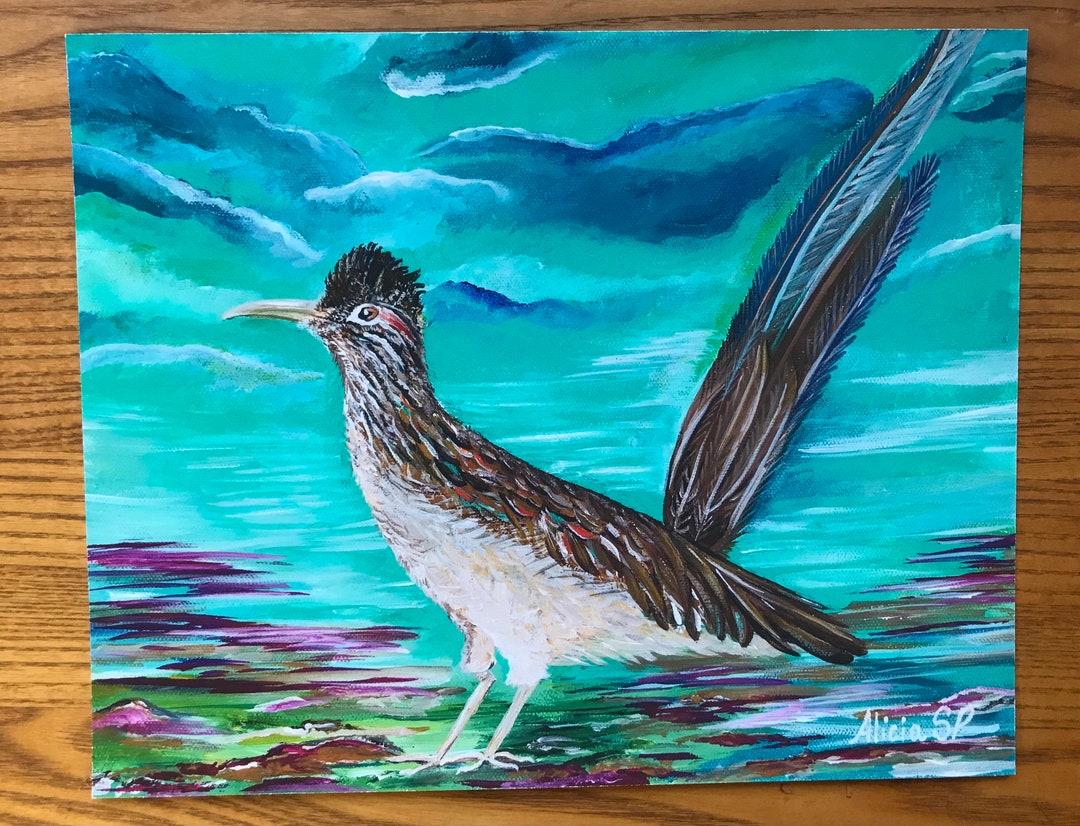 8x10 PRINT New Mexico Roadrunner in Turquoise Evening Light - Etsy