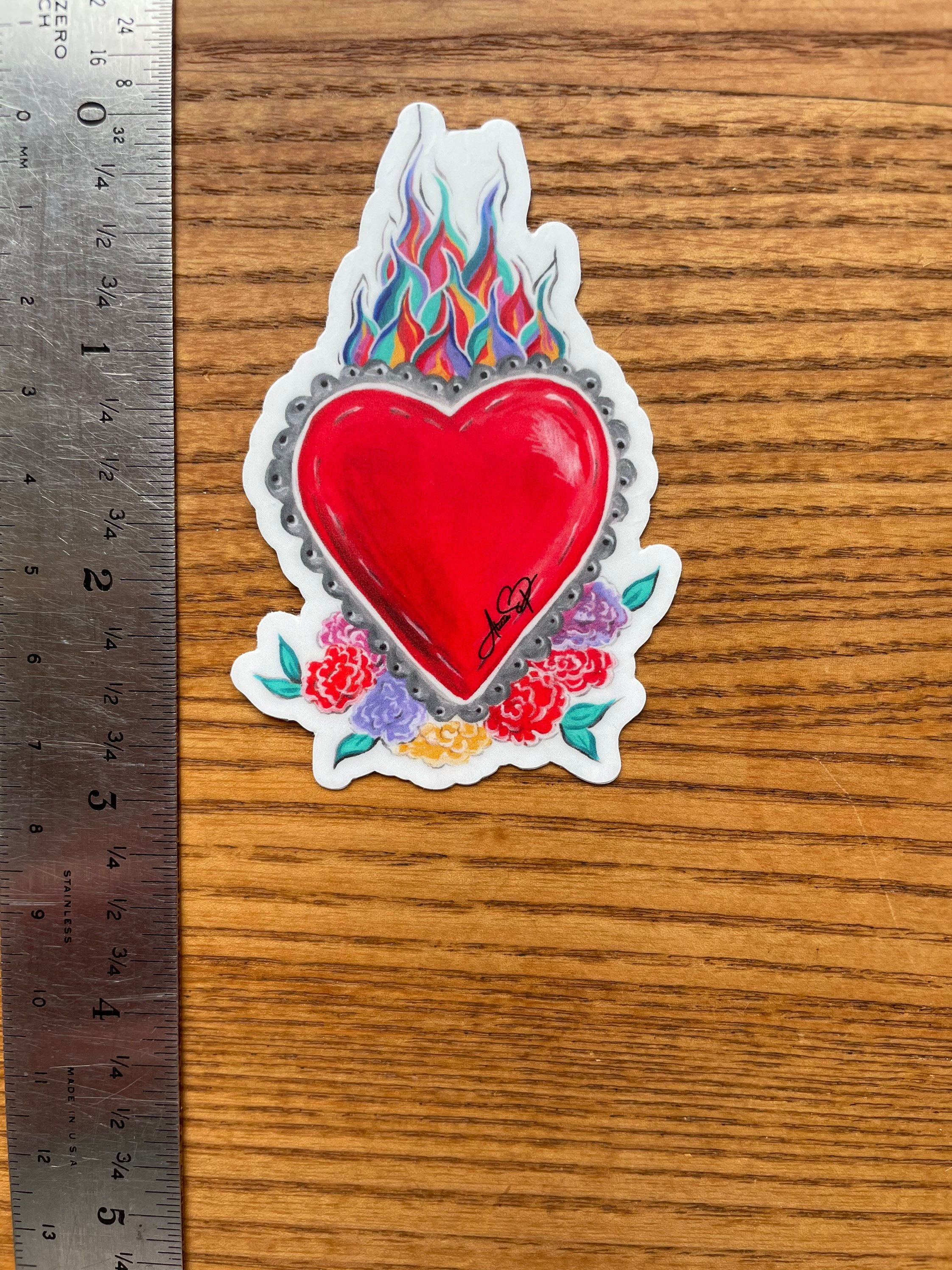 Vinyl Stickers- Sacred Flaming Heart Collection - Etsy
