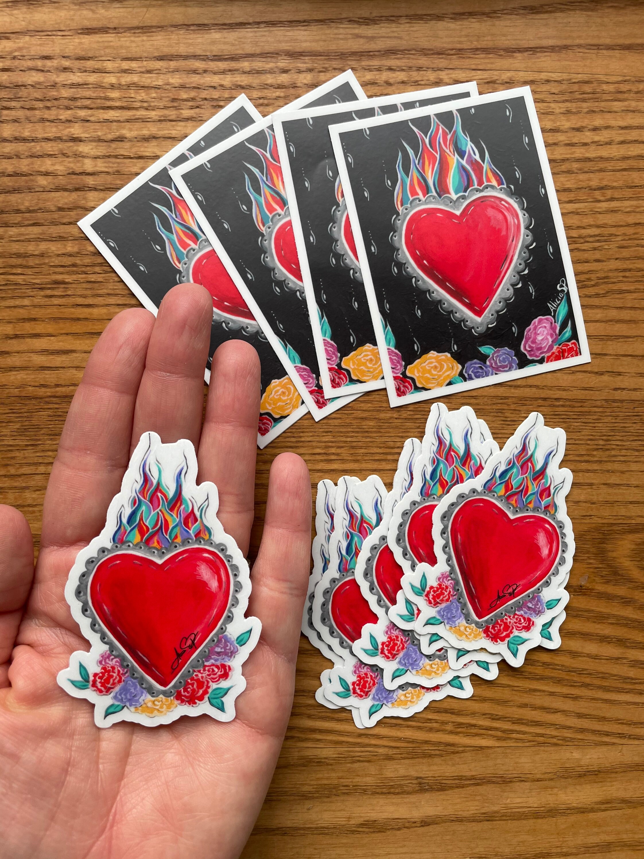 Vinyl Stickers Sacred Flaming Heart Collection - Etsy