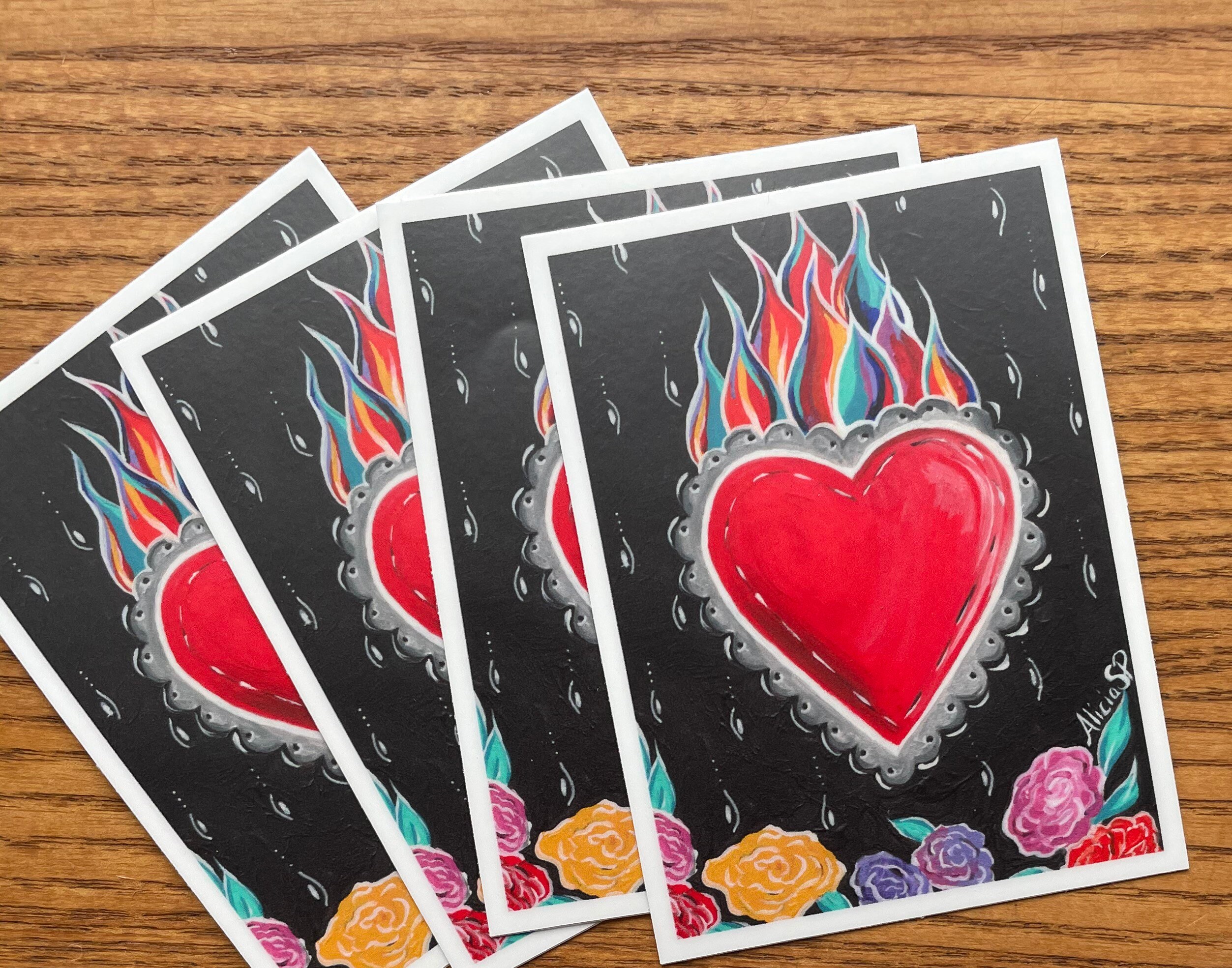 Vinyl Stickers- Sacred Flaming Heart Collection - Etsy
