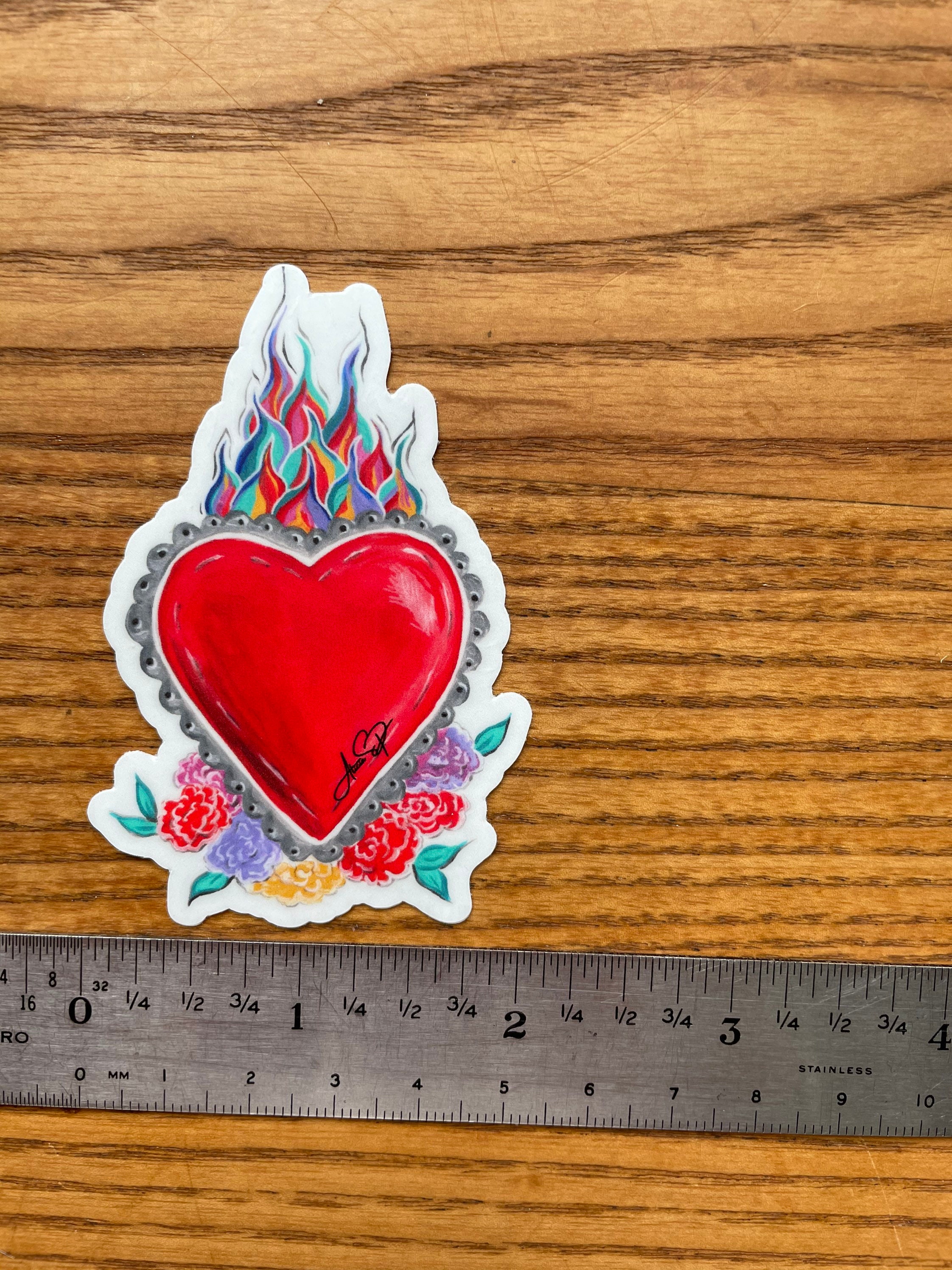 Vinyl Stickers- Sacred Flaming Heart Collection - Etsy