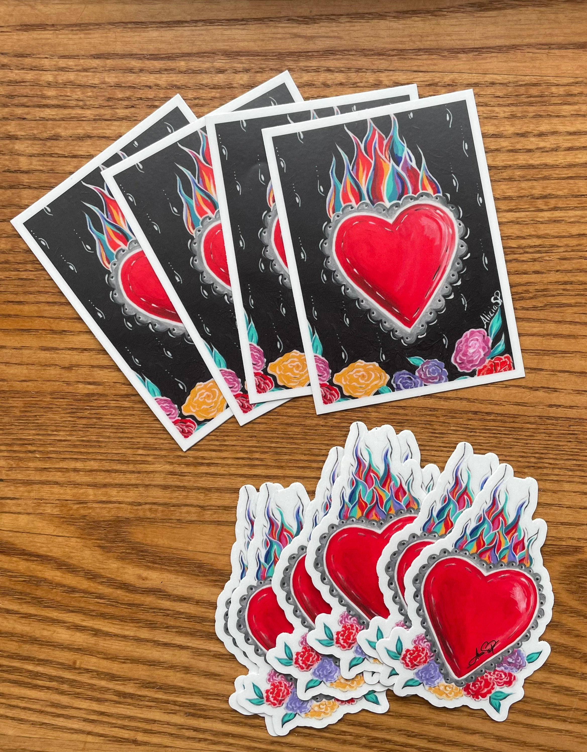 Vinyl Stickers- Sacred Flaming Heart Collection - Etsy